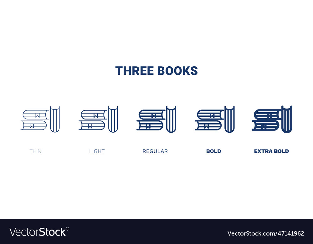 Three books icon thin light regular bold black Vector Image