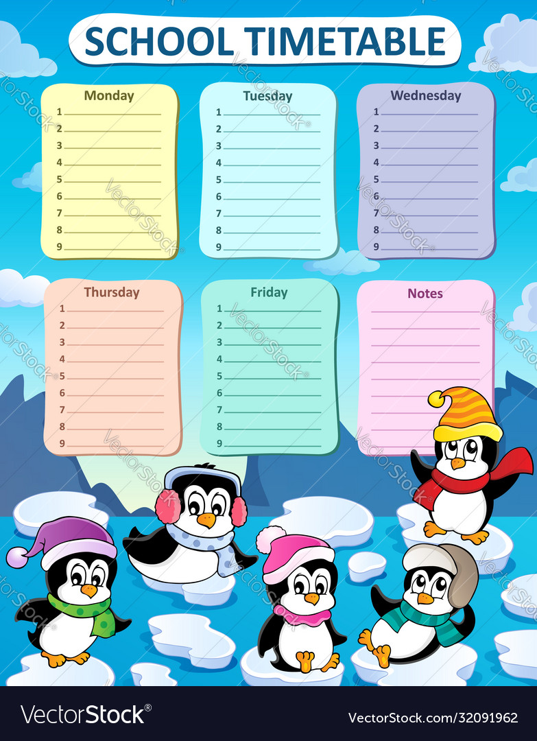 Weekly school timetable composition 2 Royalty Free Vector