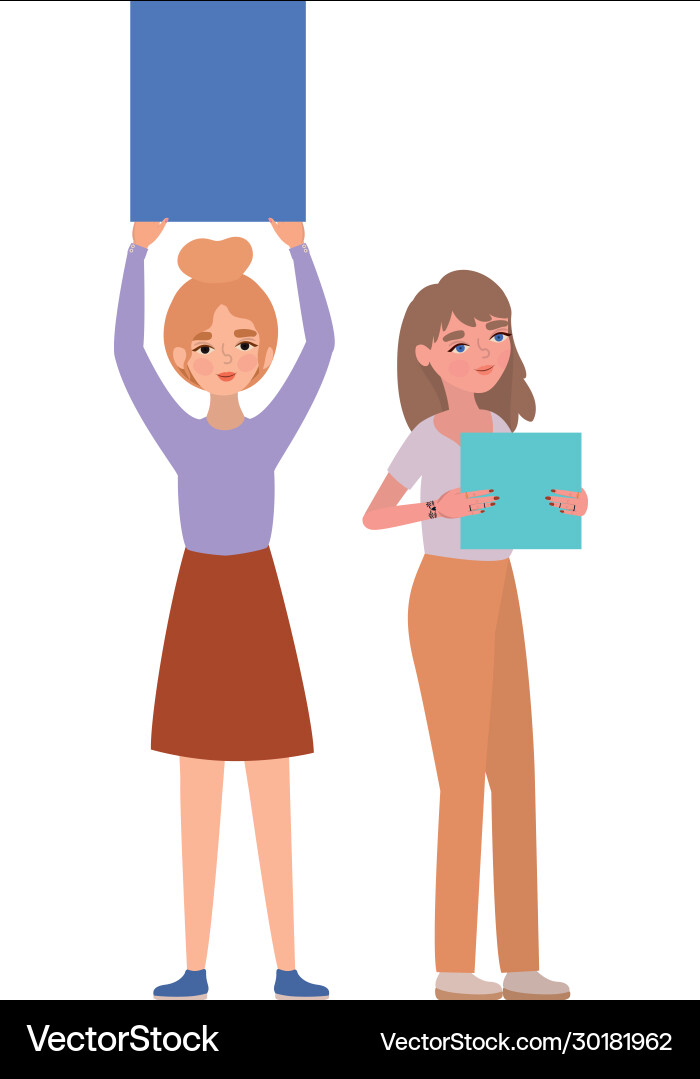 Women with banners design Royalty Free Vector Image