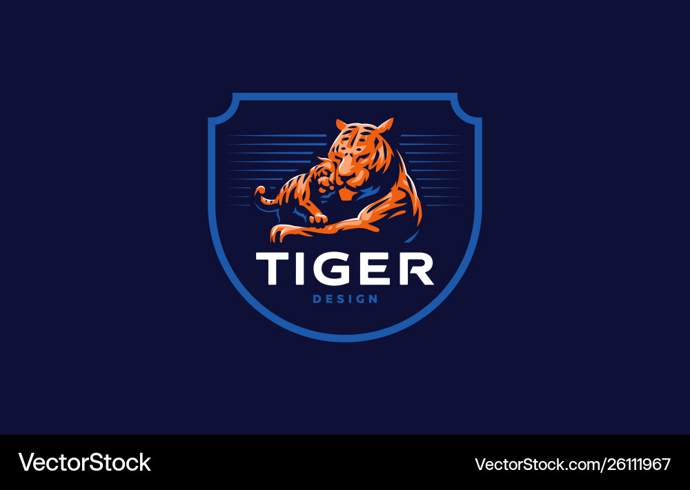 A tigress with tiger cub Royalty Free Vector Image