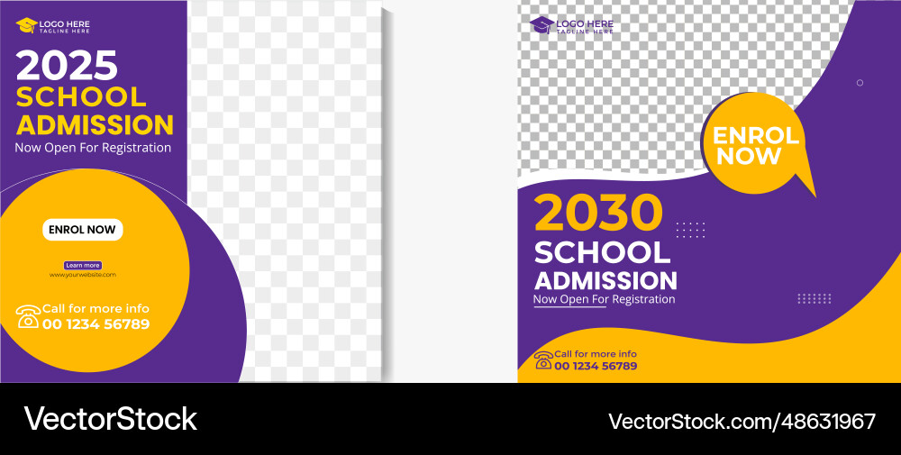 Admission social media post design Royalty Free Vector Image