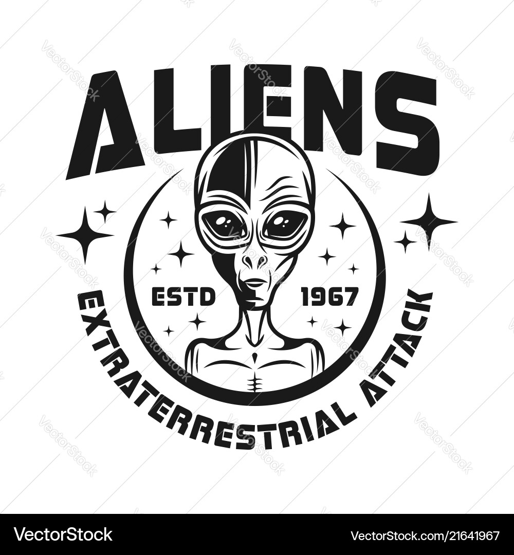 Aliens emblem in vintage style Royalty Free Vector Image