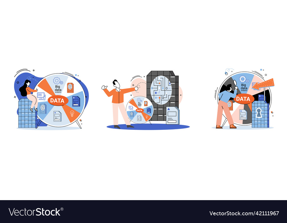 Big data analytics platform management Royalty Free Vector
