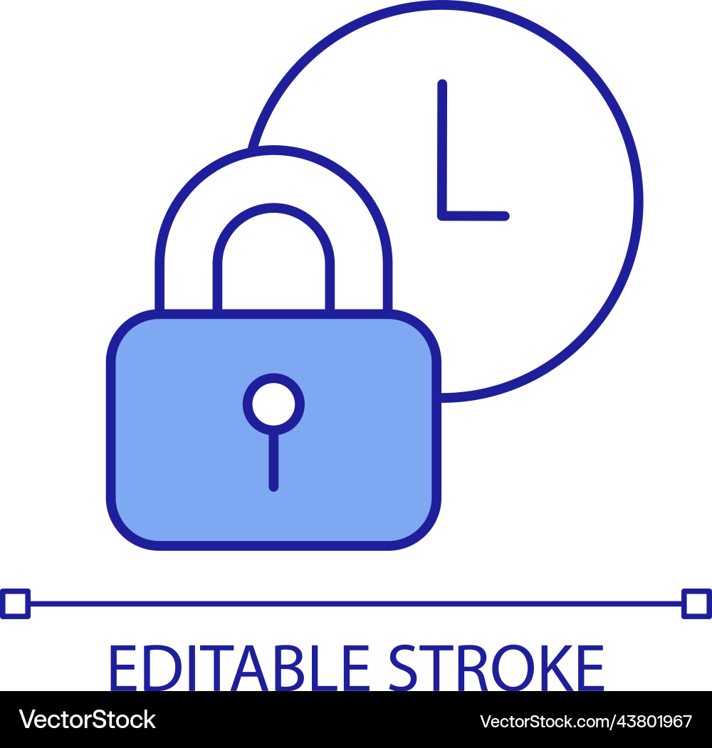 Clock and padlock rgb color icon Royalty Free Vector Image