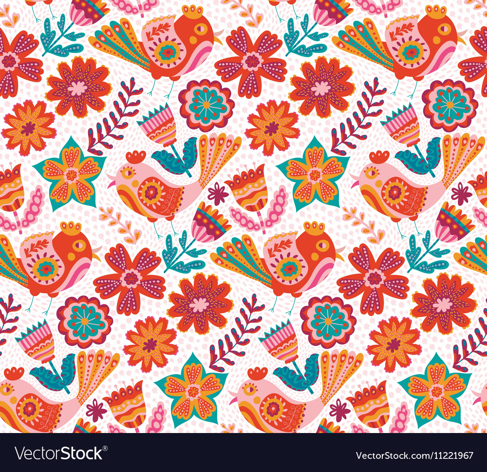 Flower pattern seamless botanic texture Royalty Free Vector