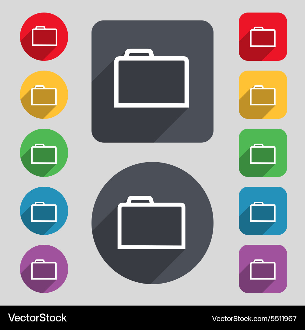 Folder icon sign a set of 12 colored buttons Vector Image