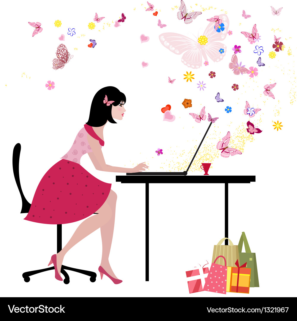 Glamorous laptop girl Royalty Free Vector Image