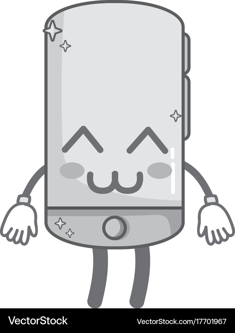 Grayscale kawaii cute happy smartphone technology Vector Image
