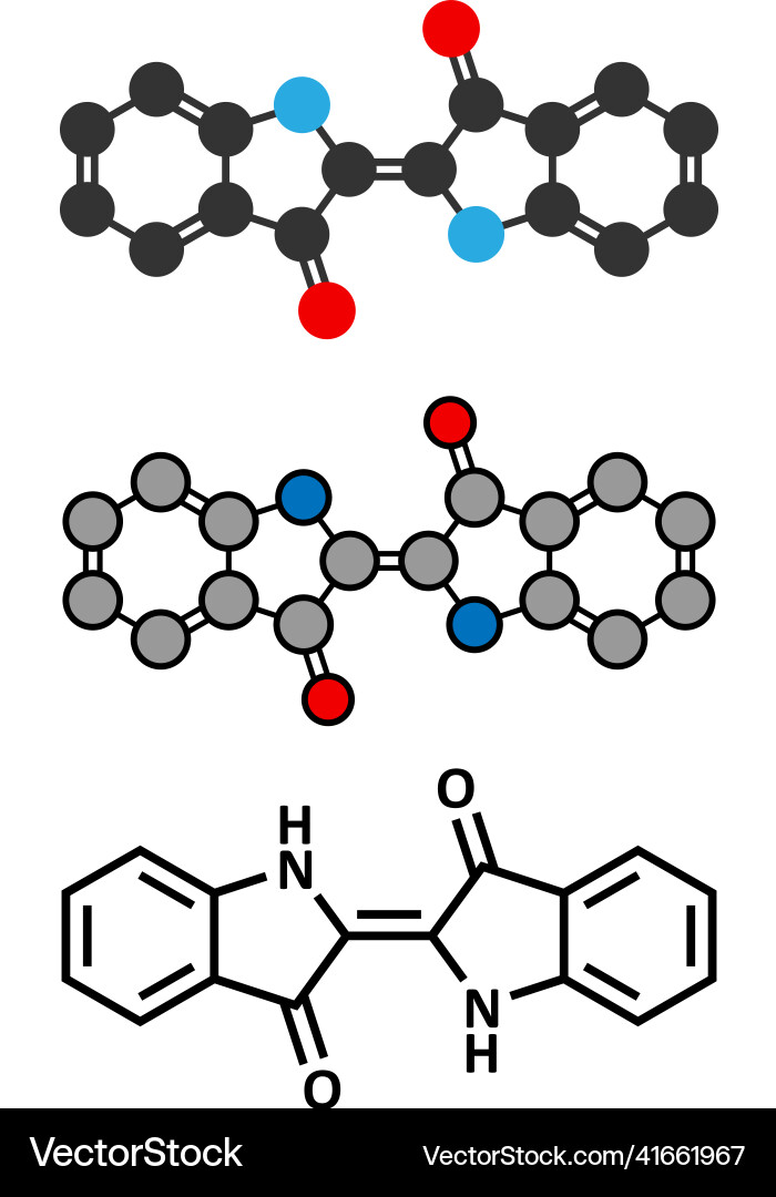 Indigotin indigo dye molecule used to color Vector Image