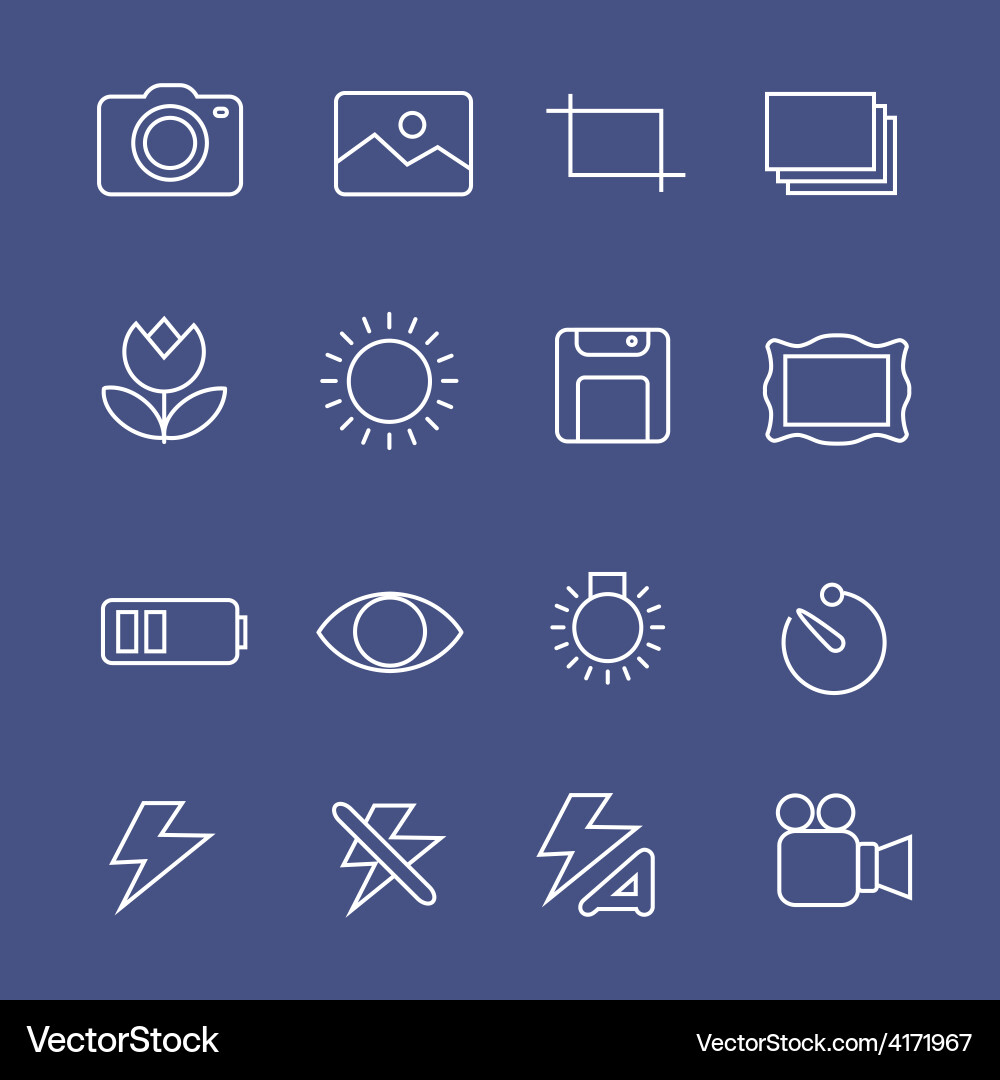 Photography white icons Royalty Free Vector Image