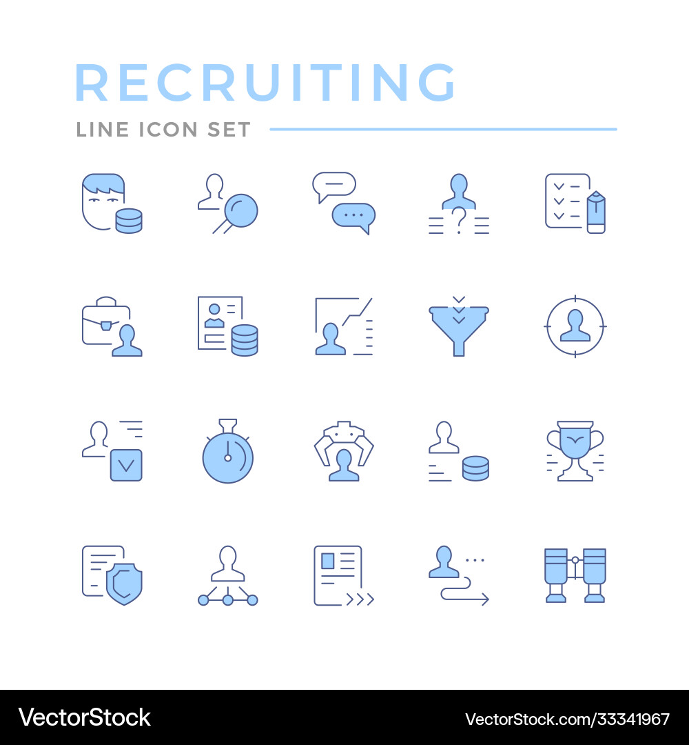 Set color line icons recruiting Royalty Free Vector Image