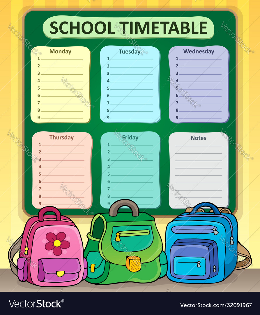 Weekly school timetable composition 7 Royalty Free Vector