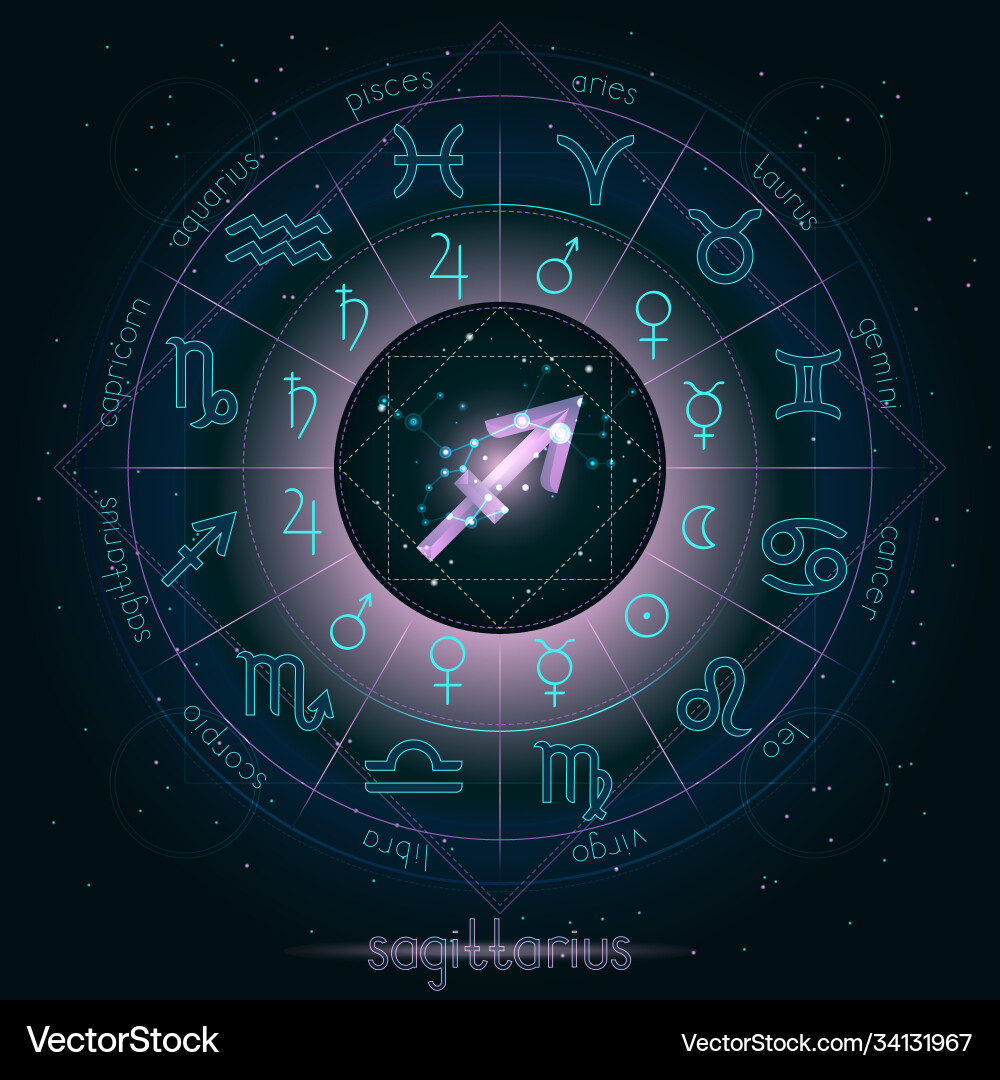 Zodiac sign and constellation sagittarius Vector Image