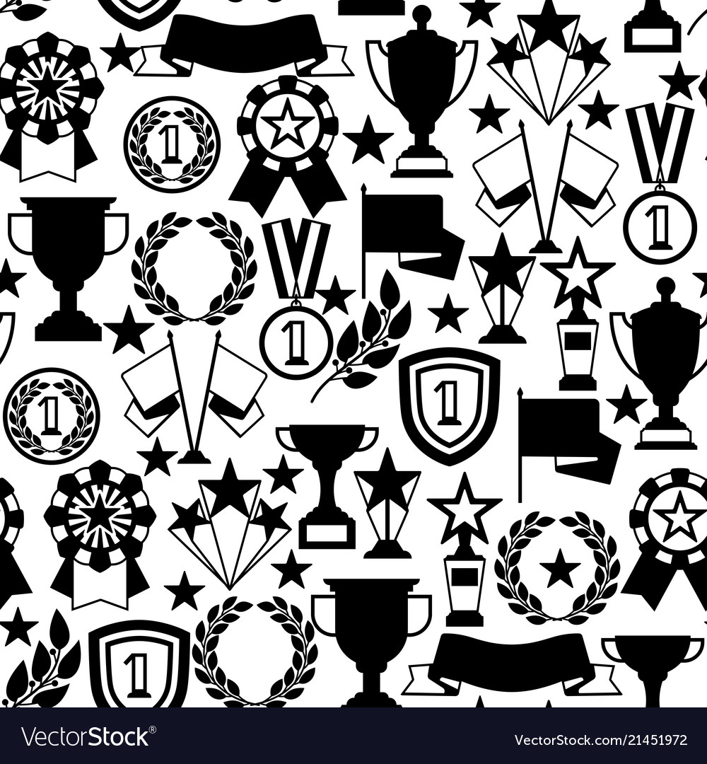 Awards and trophy seamless pattern Royalty Free Vector Image