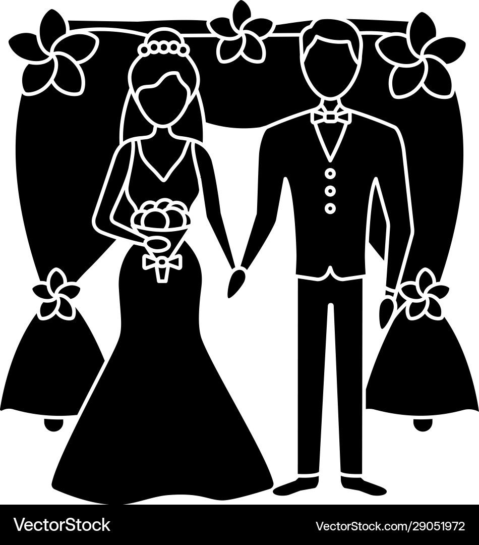 Bride and bridegroom glyph icon Royalty Free Vector Image