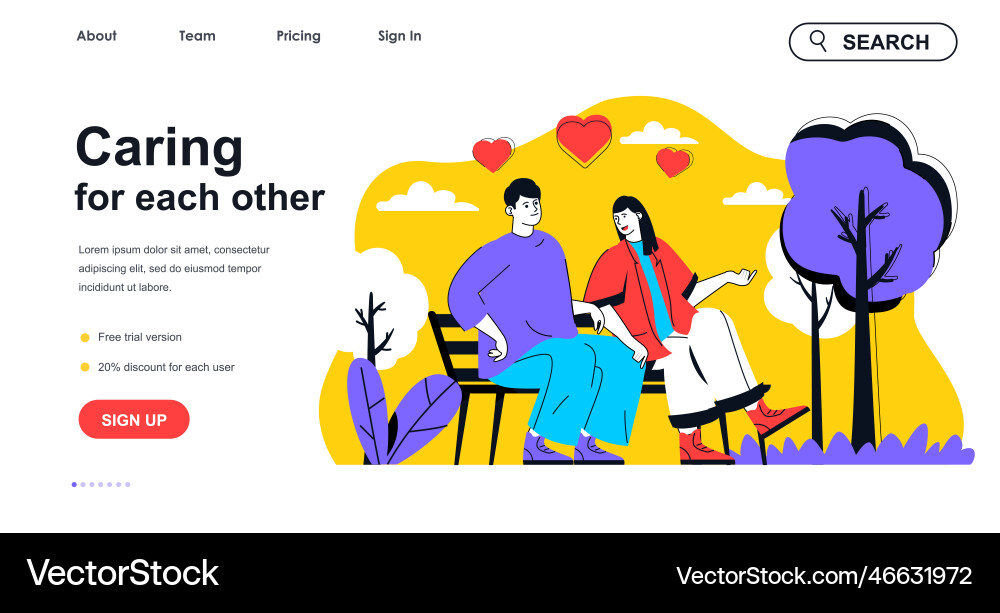 Caring for each other concept for landing page Vector Image
