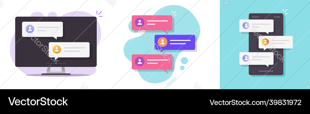 Chat text messages online notices via cell phone Vector Image