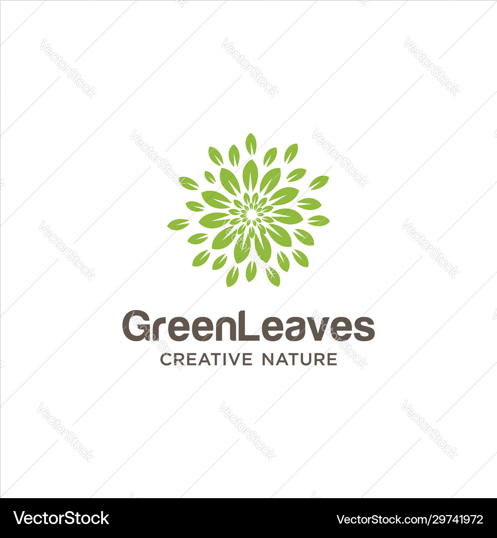 Circle organic leaf logo circle nature logo Vector Image