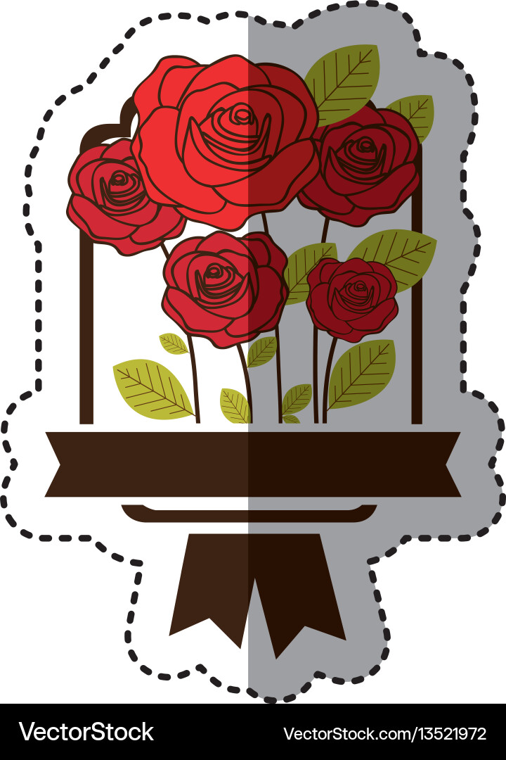 Color decorative emblem with oval roses icon Vector Image