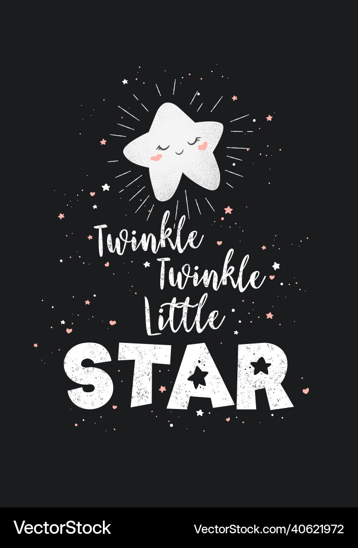 Cute cartoon star and lettering Royalty Free Vector Image