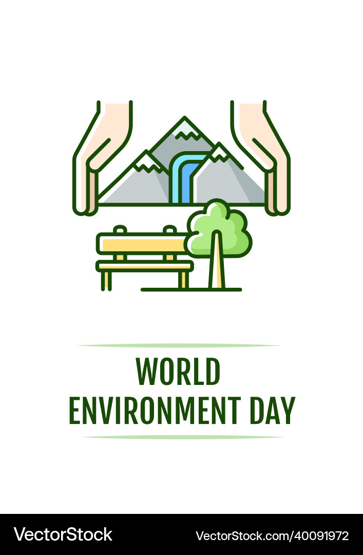 Environment day greeting card with color icon Vector Image