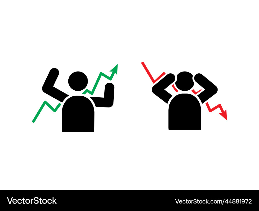Financial gain and loss character icon Royalty Free Vector