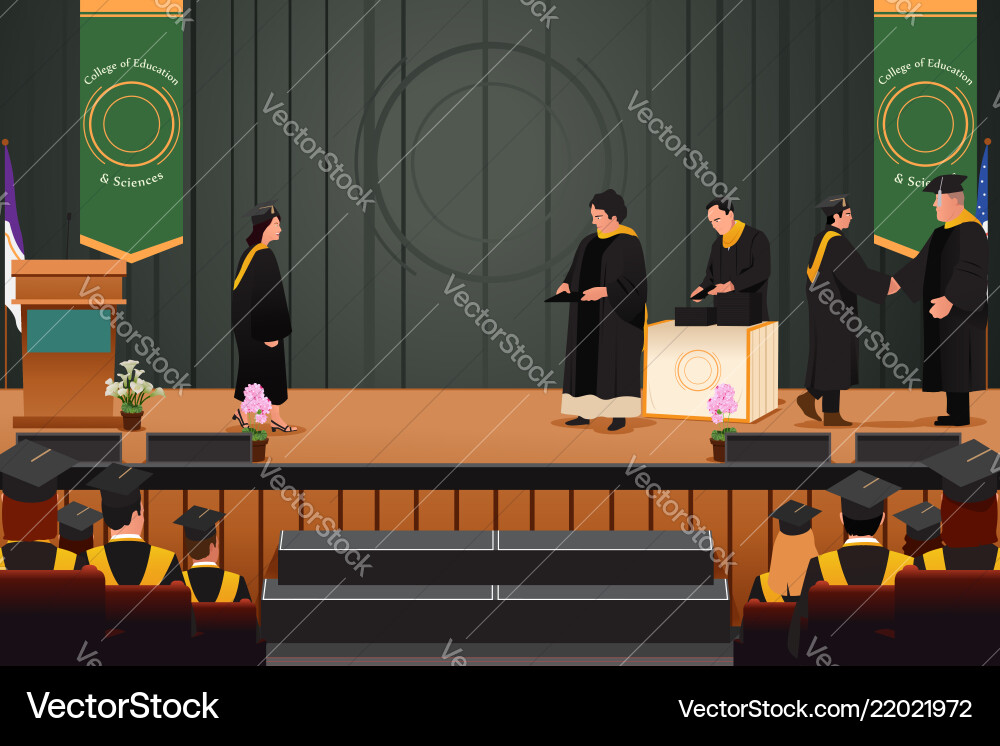 Graduation girl at podium Royalty Free Vector Image
