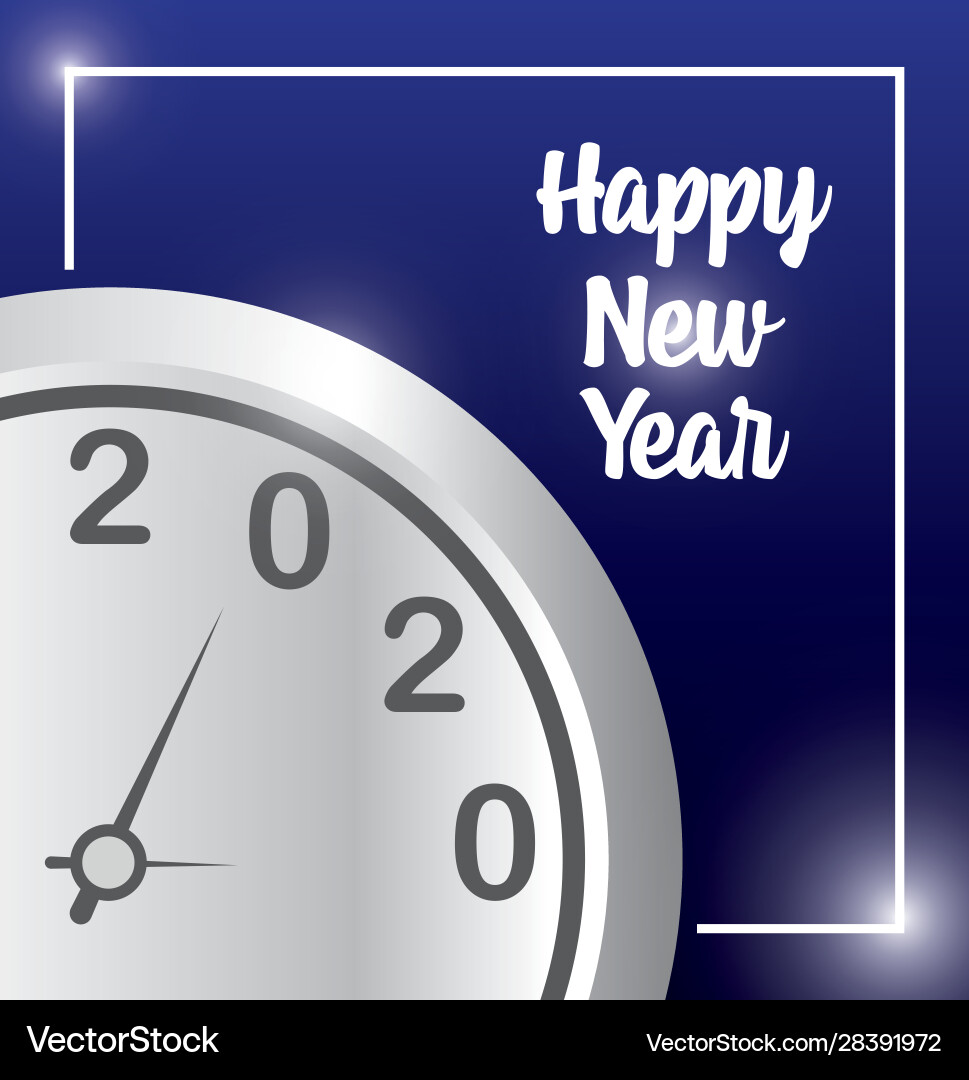Happy new year 2020 and clock design Royalty Free Vector