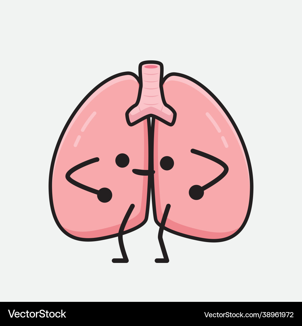 Lungs character with cute face and simple body Vector Image