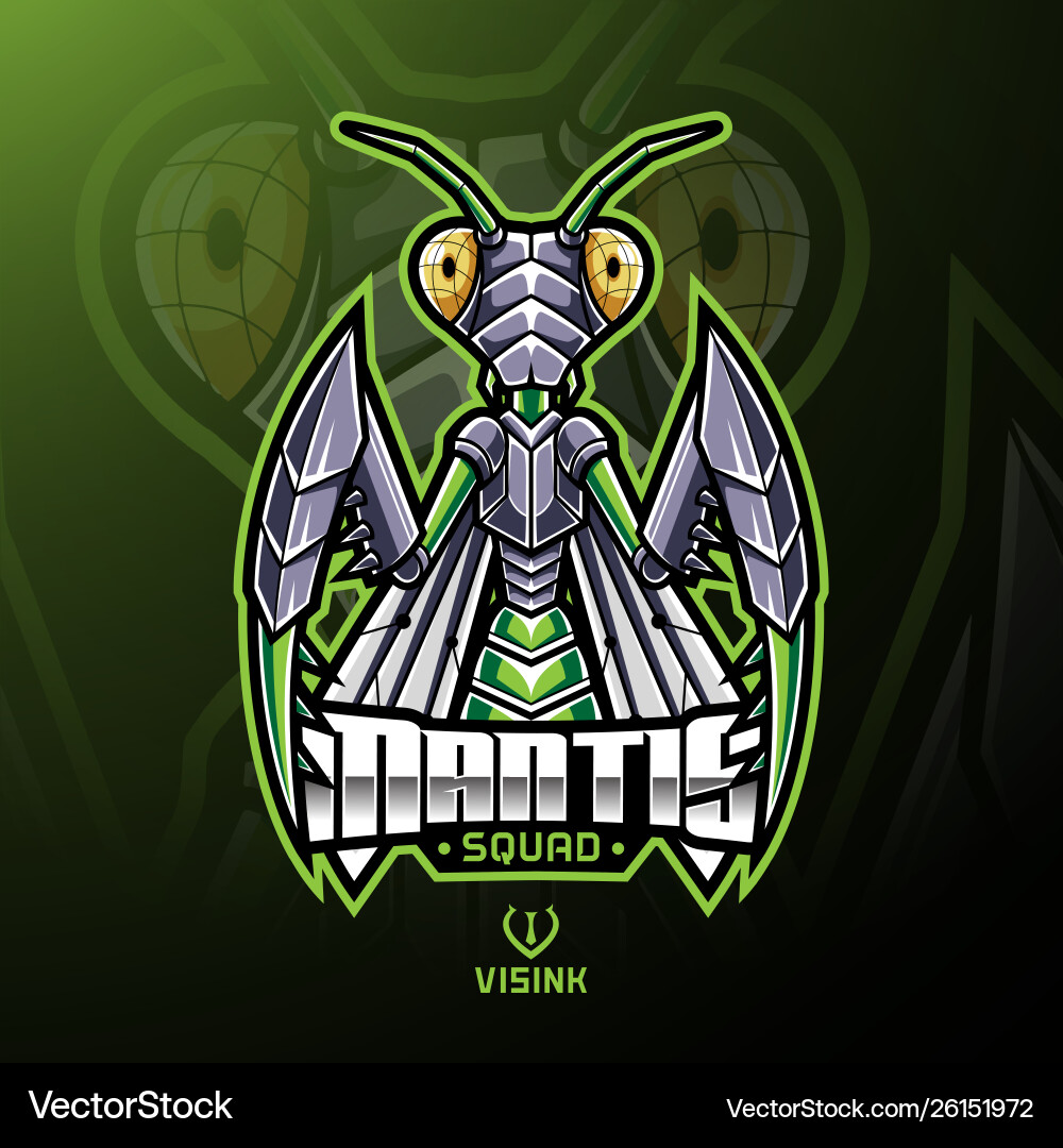 Mantis sport mascot logo design Royalty Free Vector Image