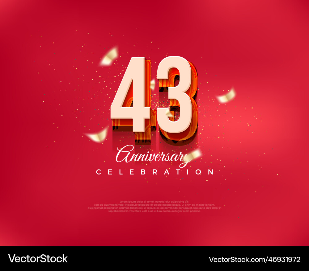 Modern design number for the 43th anniversary Vector Image