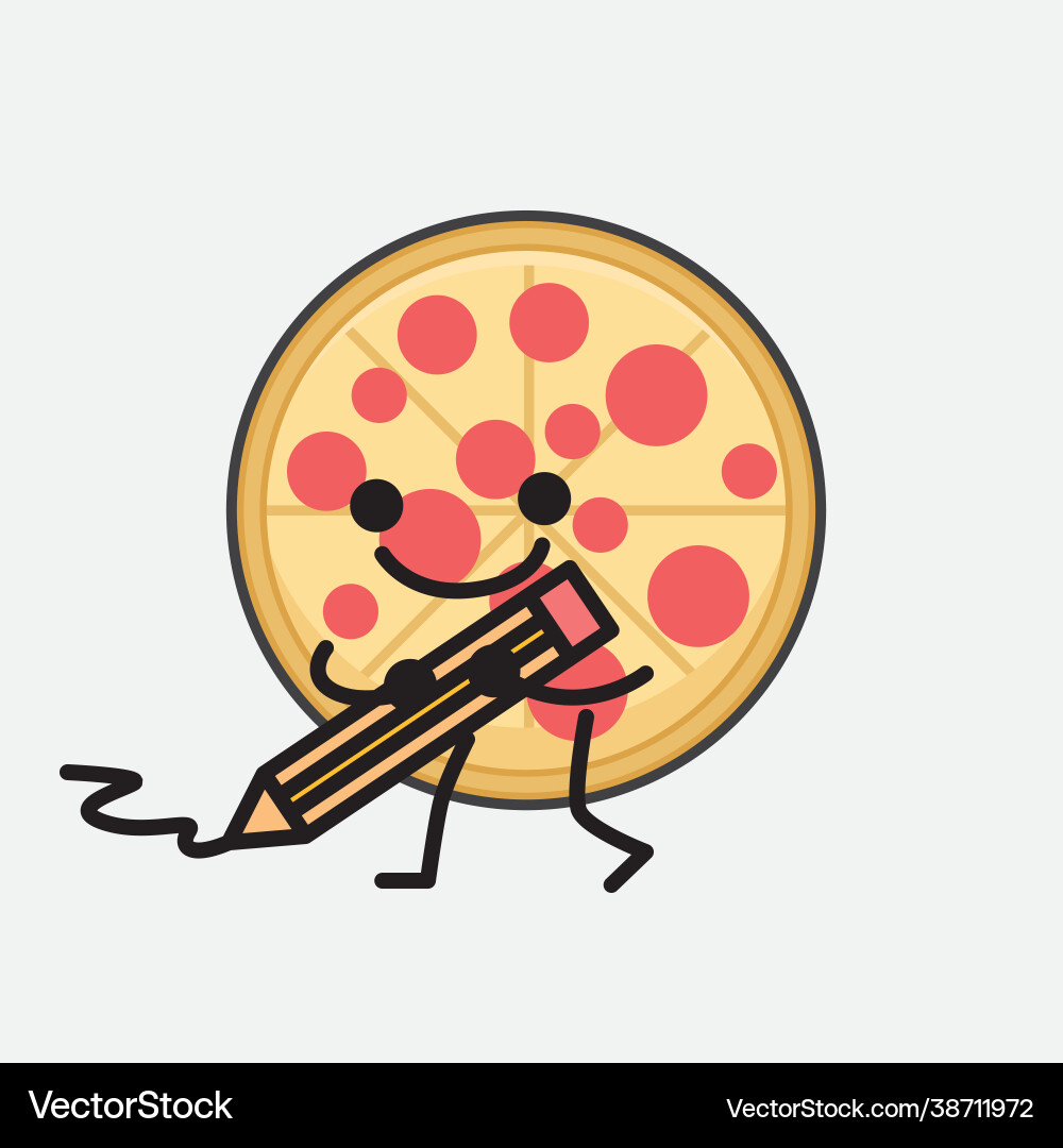 Pizza character with cute face and simple body Vector Image