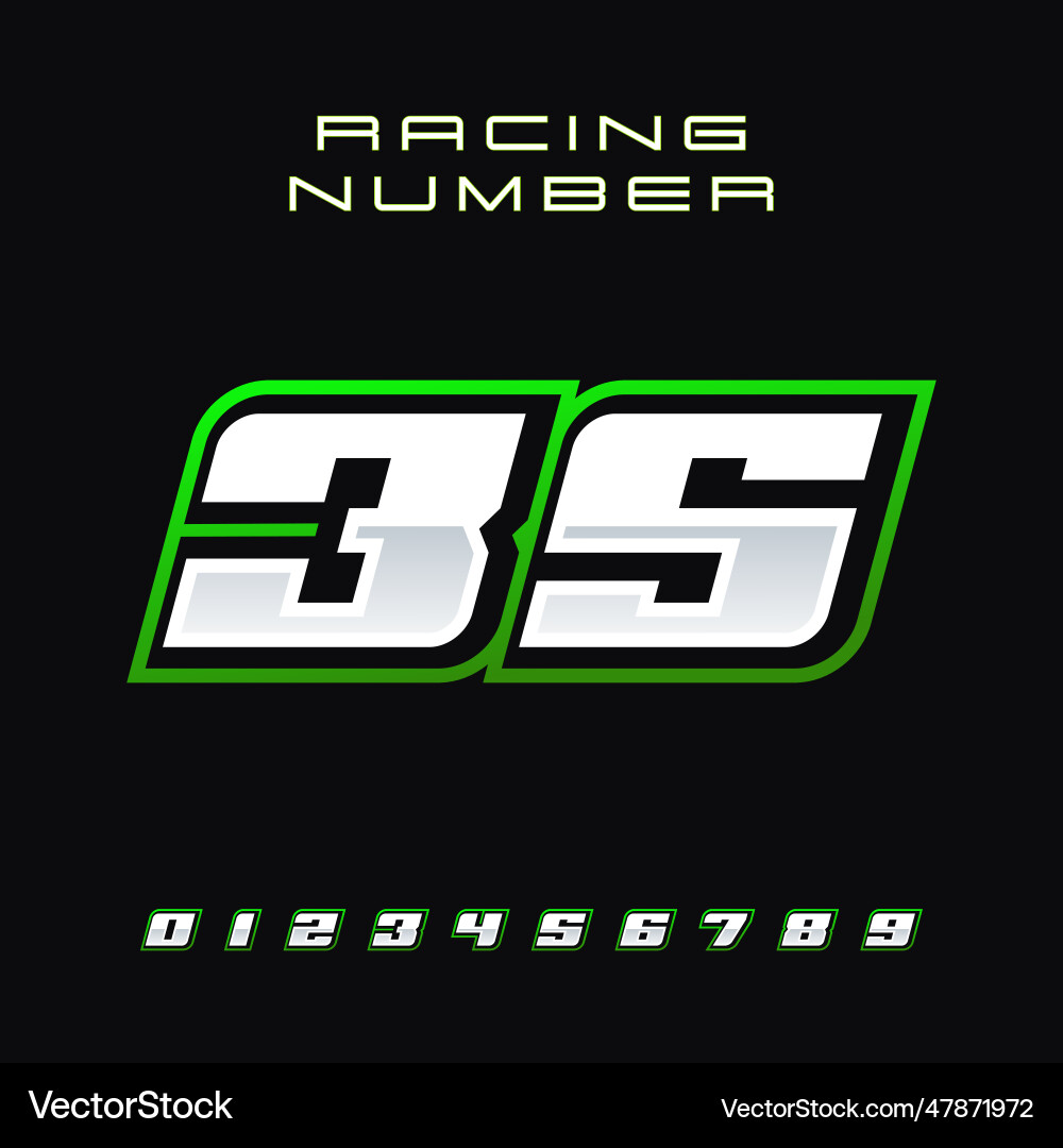 Racing number design template 35 Royalty Free Vector Image