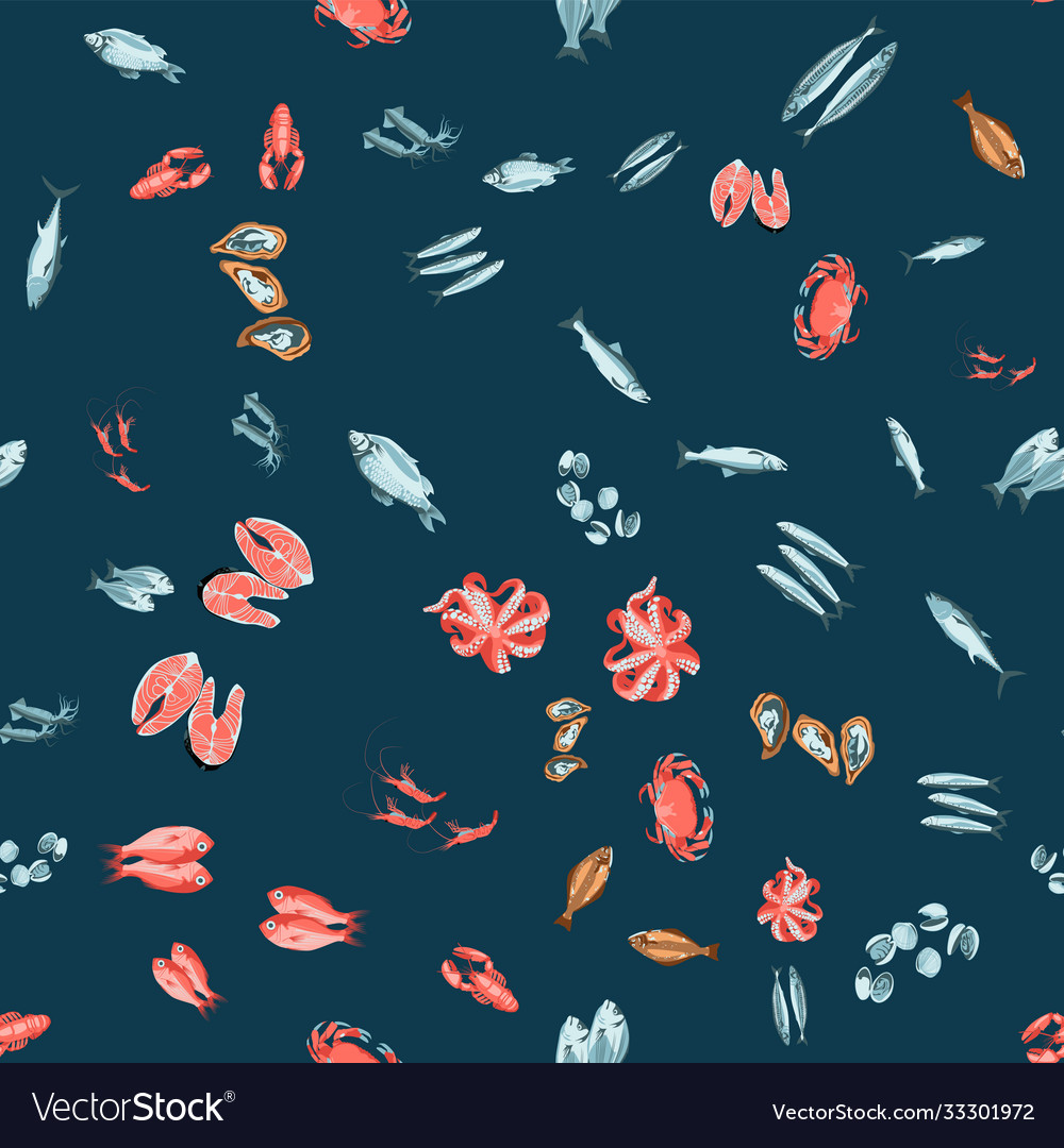 Seafood seamless pattern Royalty Free Vector Image