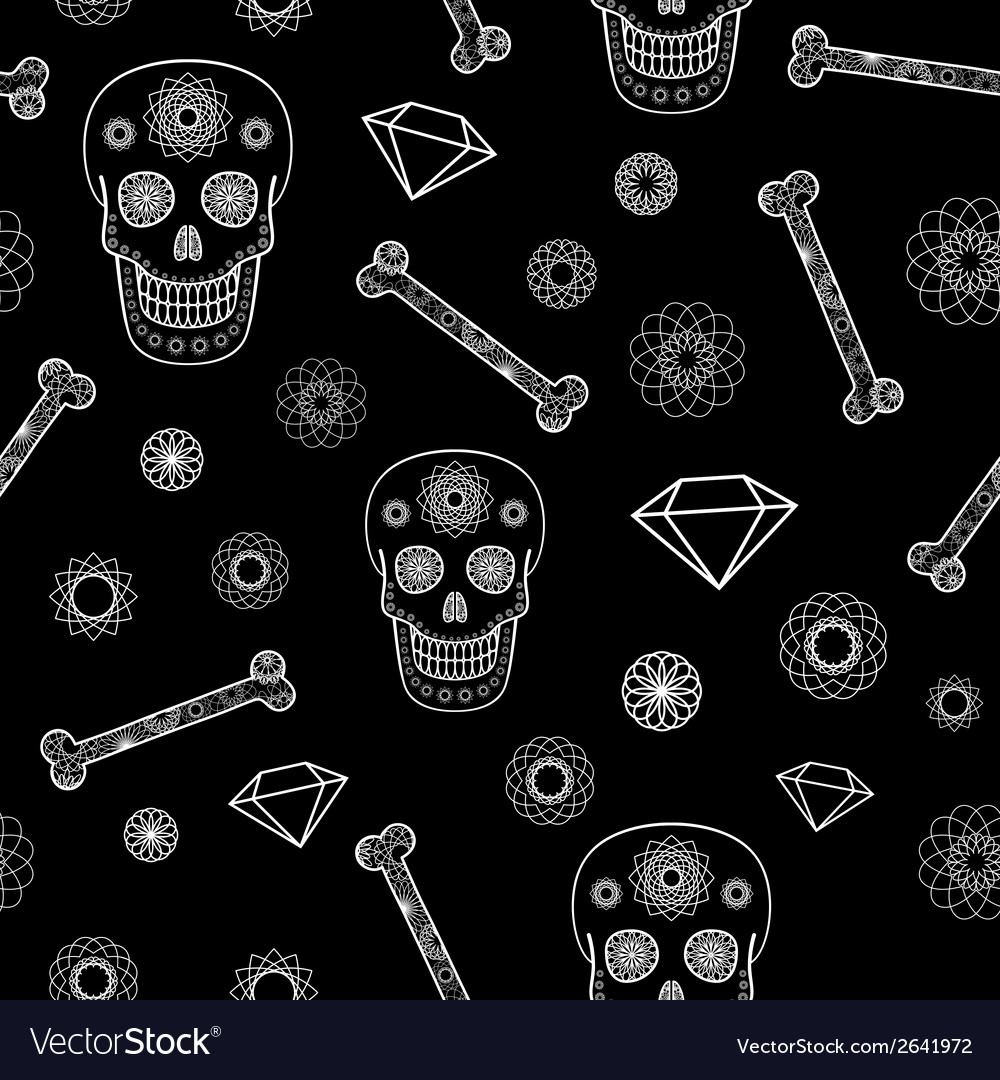 Seamless pattern with skull Royalty Free Vector Image