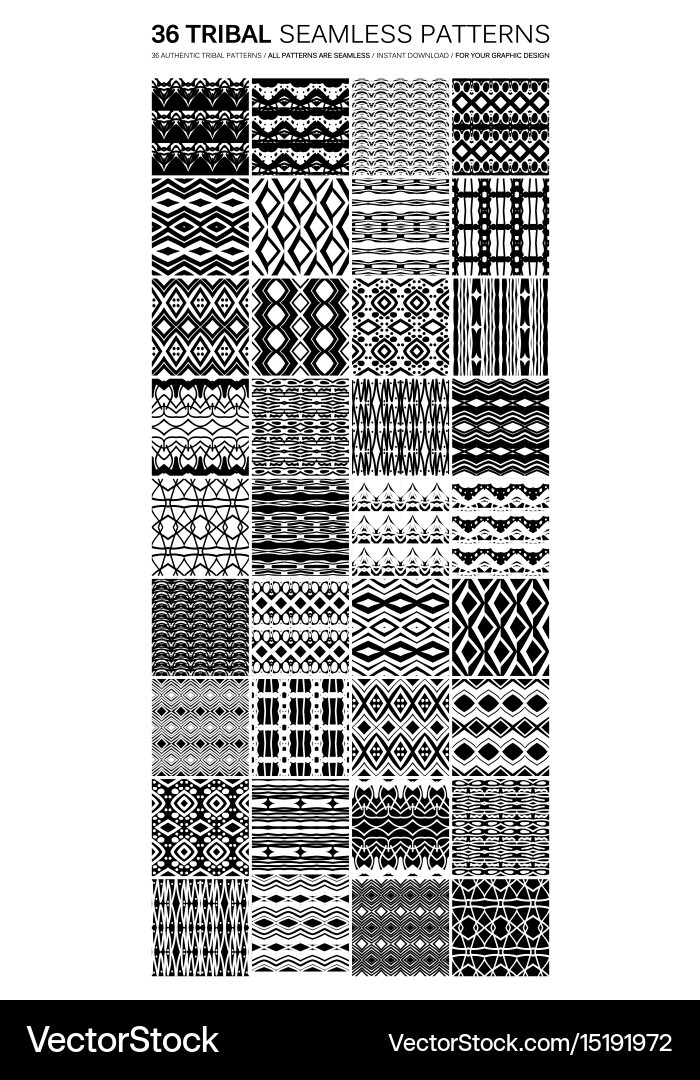 Set of 36 tribal seamless patterns Royalty Free Vector Image