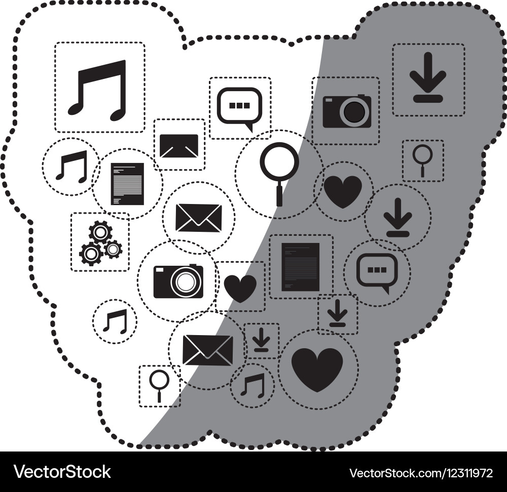 Social media and multimedia icon set design Vector Image