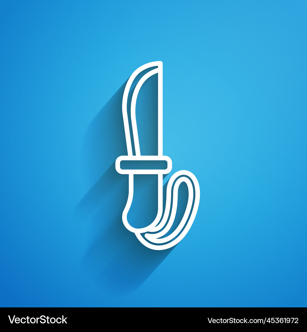 White line knife icon isolated on blue background Vector Image