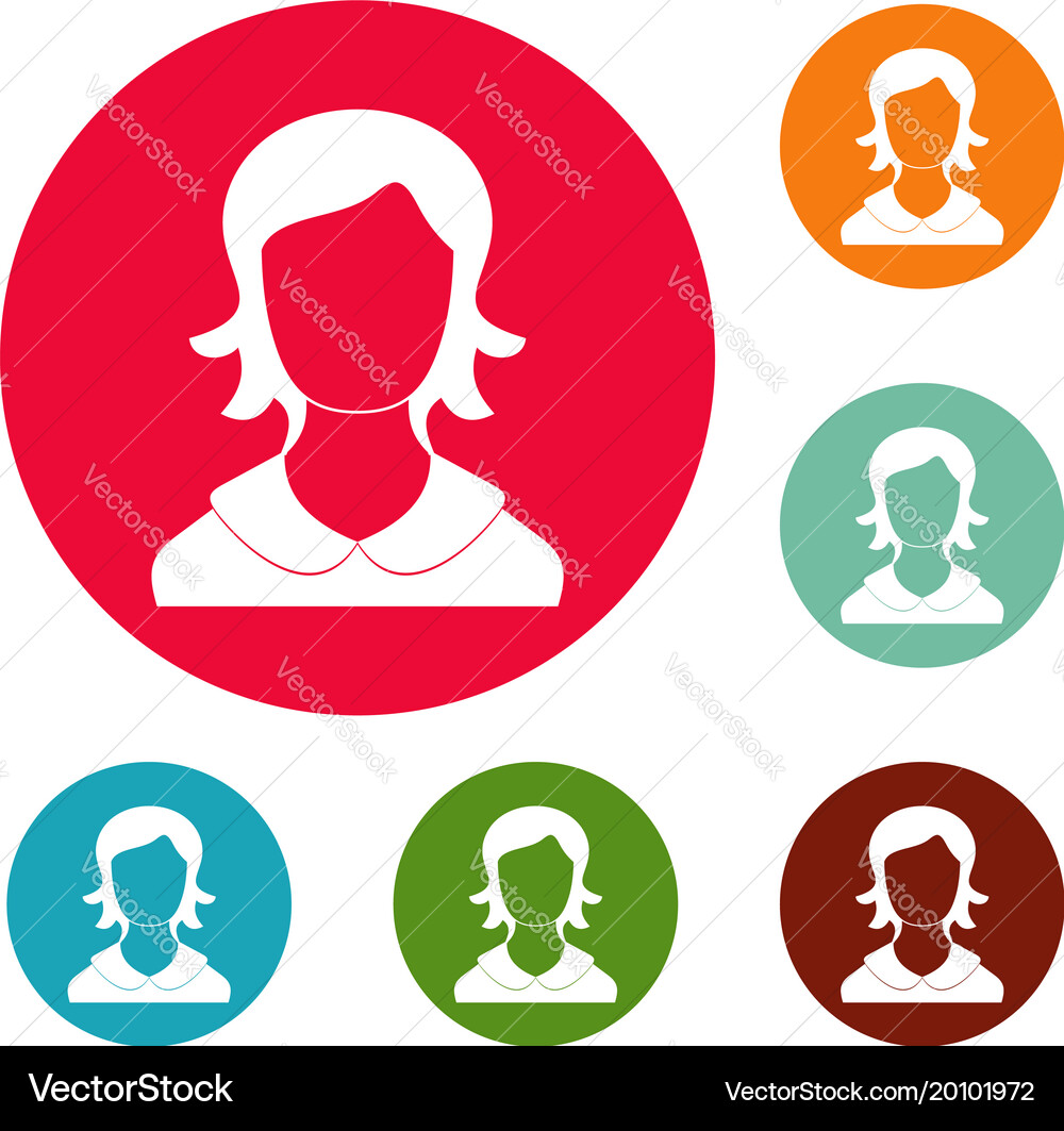Woman user icons circle set Royalty Free Vector Image