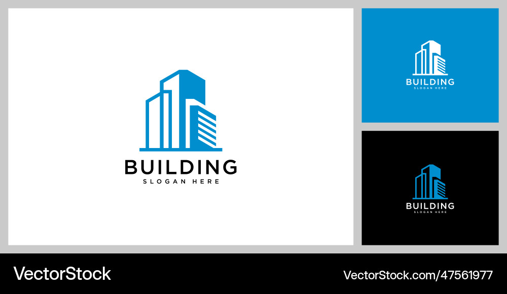 Building logo graphic design in line art Vector Image