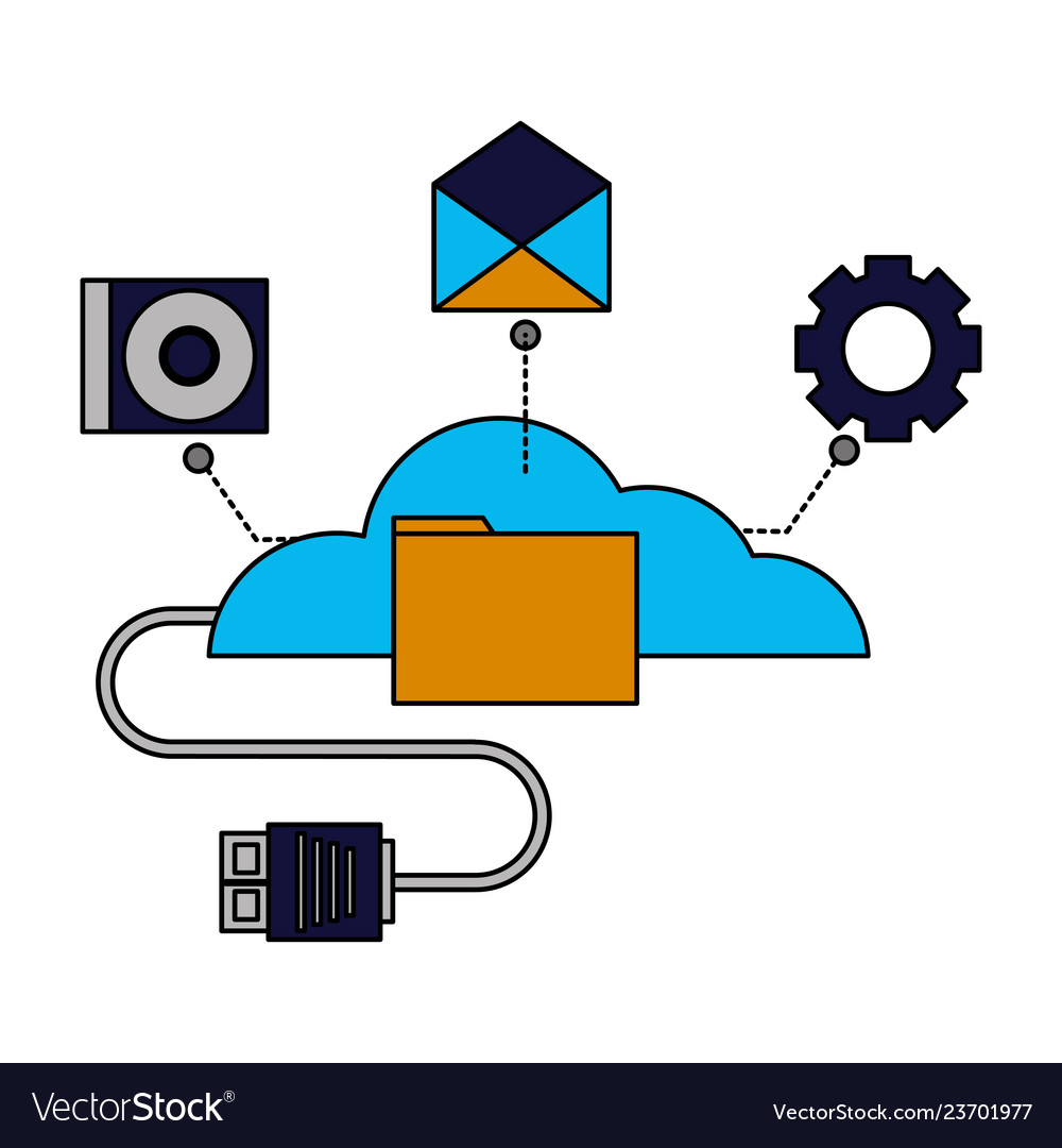 Cloud computing connector cable file Royalty Free Vector