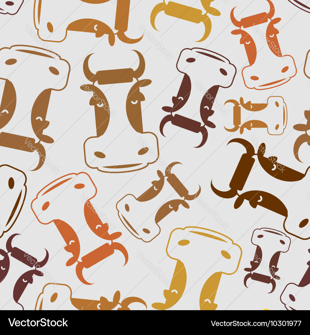 Cow seamless pattern head of bull beef Royalty Free Vector