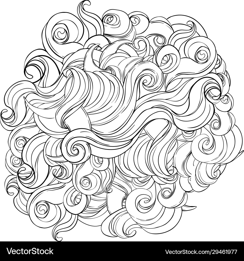 Endless background stormy sea line art Royalty Free Vector