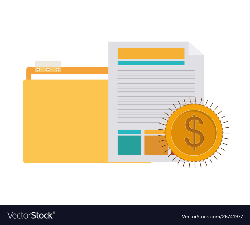 Folder with office objects on white background Vector Image