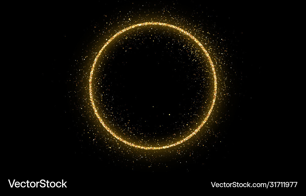 Golden circle frame with glitter Royalty Free Vector Image