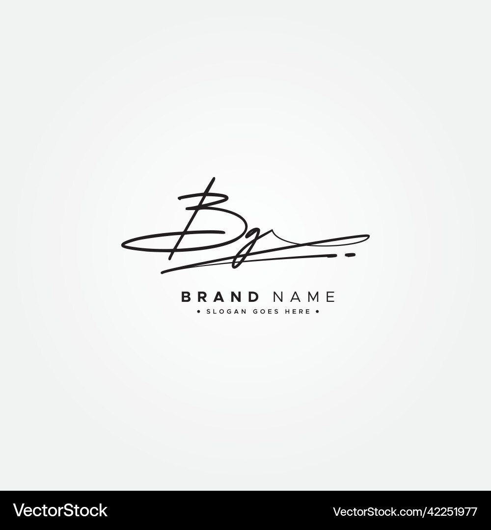 Initial letter bg logo - handwritten signature Vector Image