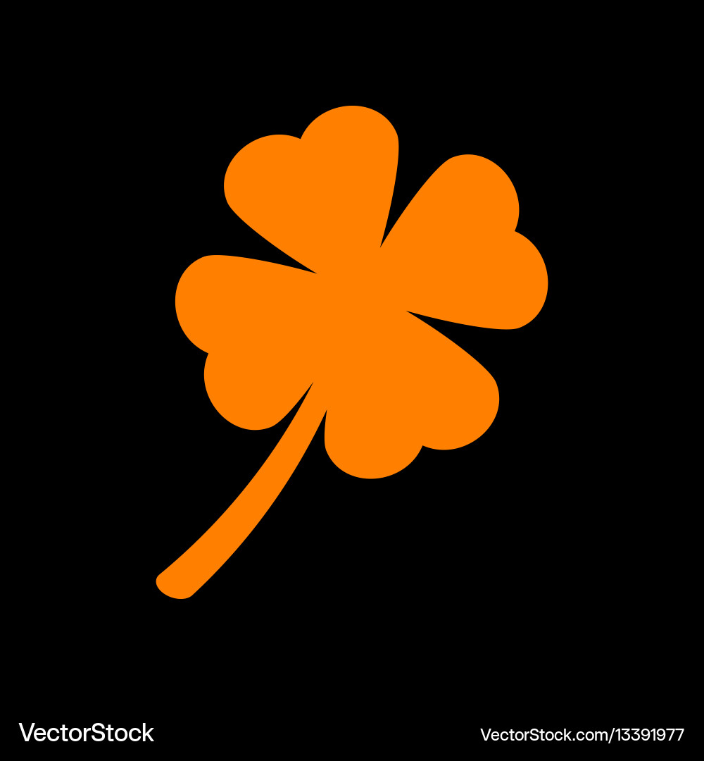 Leaf clover sign orange icon on black background Vector Image