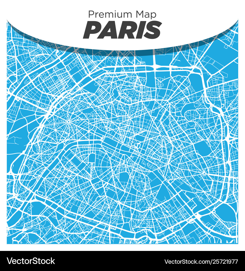 Map paris city center on blue background Vector Image