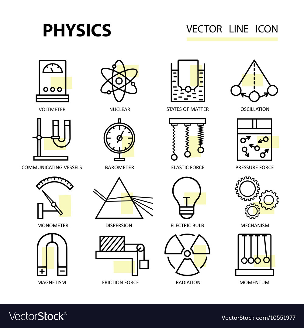 Modern thin linear icons of physics Royalty Free Vector