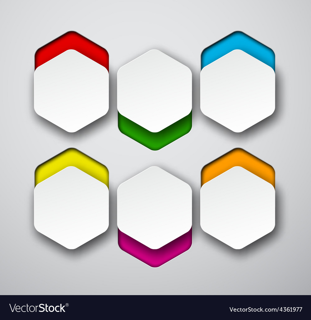 Paper white hexagonal notes Royalty Free Vector Image